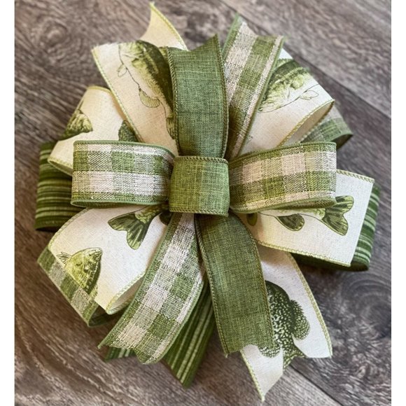 Handmade | Accents | Fishing Wreath Bow Camp Cabin Bow Fathers Day Gift ...